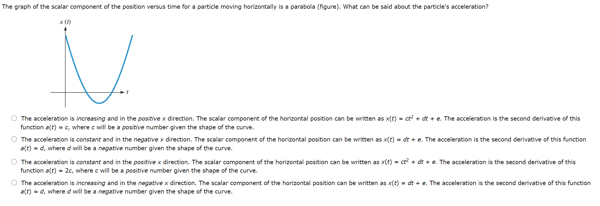 Solved The graph of the scalar component of the position | Chegg.com