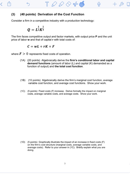 (3) (40 points) Derivation of the Cost Function | Chegg.com