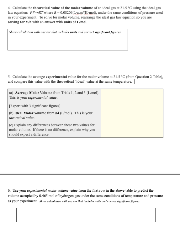 Solved Lab 5: Molar Volume of an Ideal Gas Remember to | Chegg.com