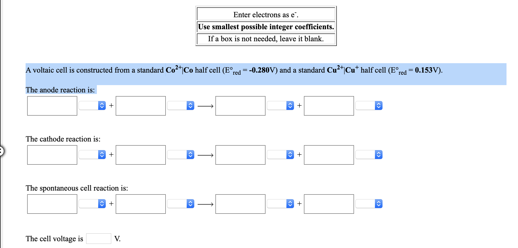 Solved Enter electrons as e. Use smallest possible integer | Chegg.com