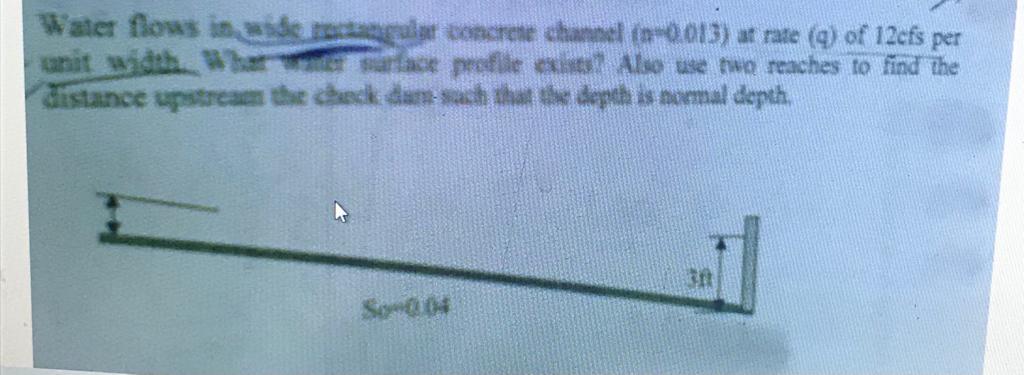 Solved water flows in wide rectangular concrete channel | Chegg.com