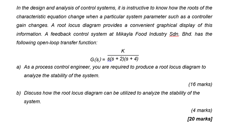 Solved In the design and analysis of control systems, it is | Chegg.com