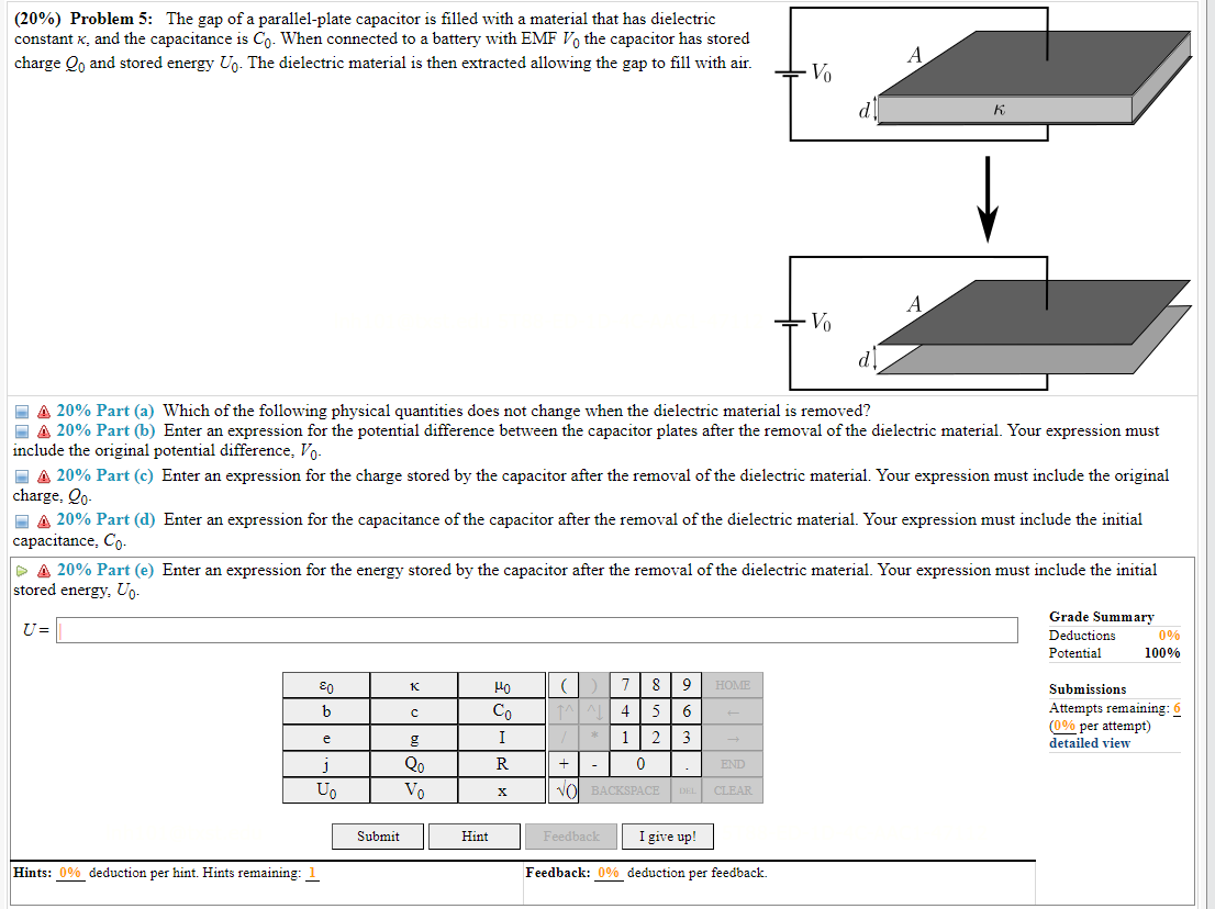 Solved (20\%) Problem 5: The gap of a parallel-plate | Chegg.com