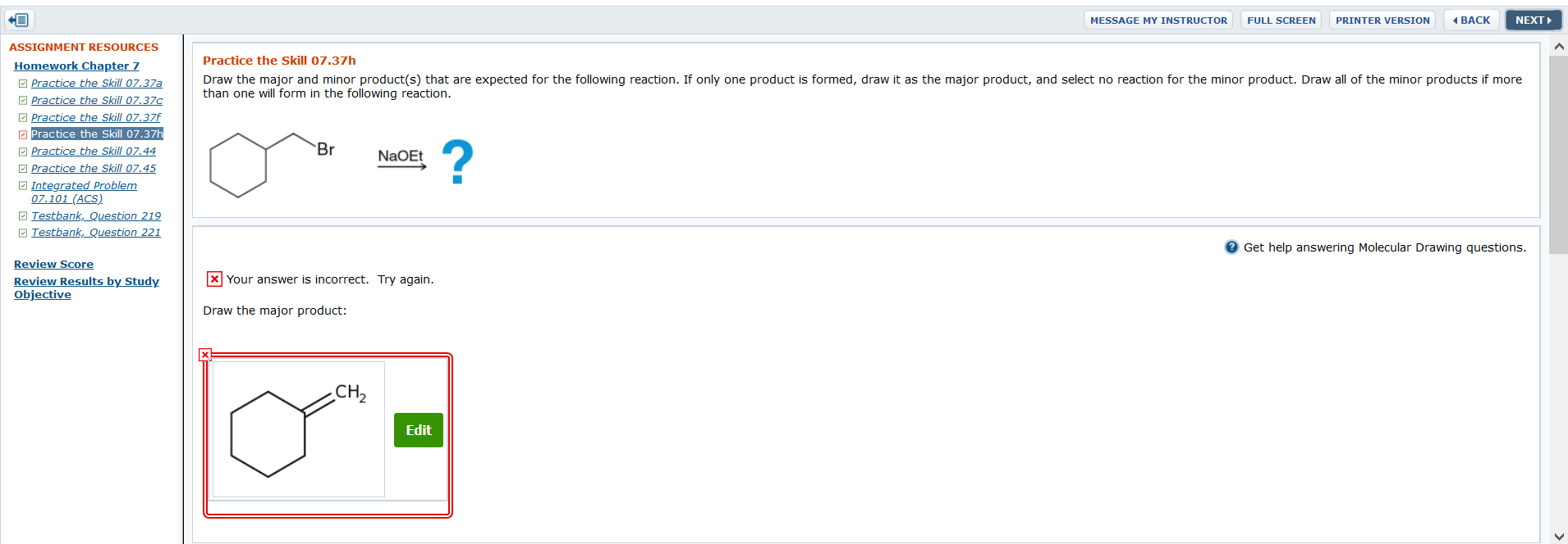 Solved 1 MESSAGE MY INSTRUCTOR FULL SCREEN PRINTER VERSION | Chegg.com
