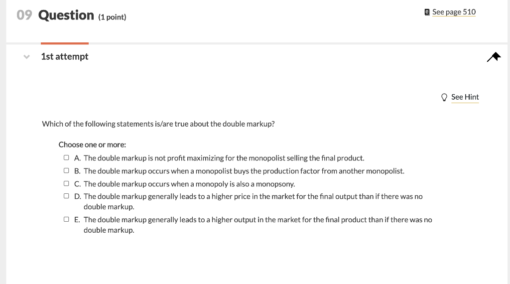 Solved 09 Question (1 point) @ See page 510 1st attempt See | Chegg.com