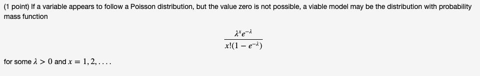 Solved (1 point) If a variable appears to follow a Poisson | Chegg.com