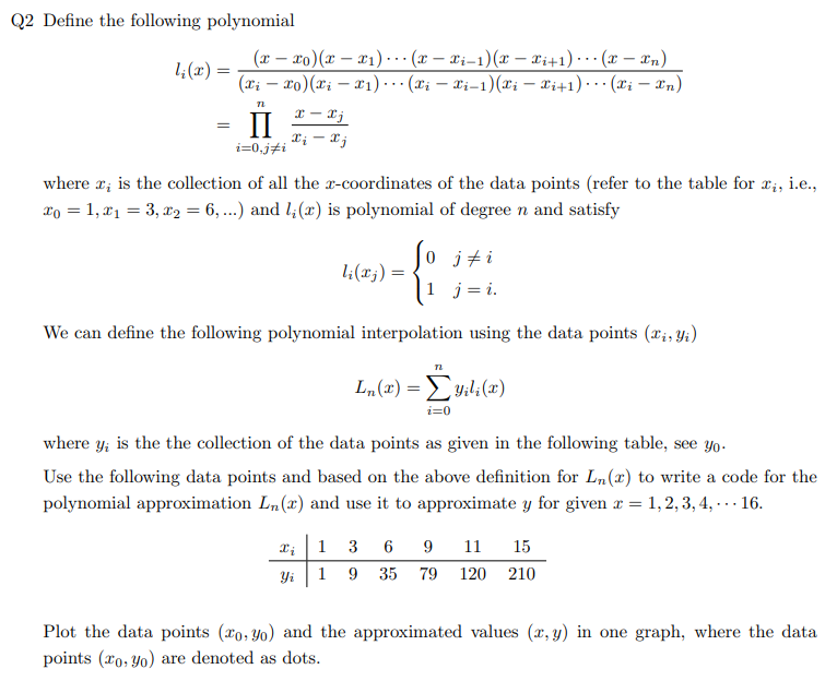 Solved Q2 Define the following polynomial | Chegg.com