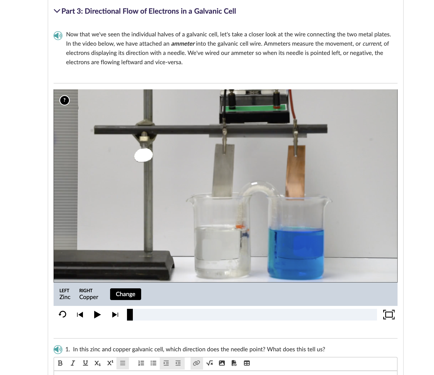 Solved Part 3: Directional Flow of Electrons in a Galvanic | Chegg.com