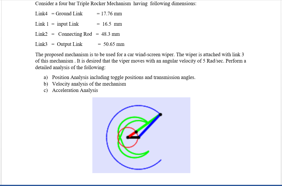 Solved Consider a four bar Triple Rocker Mechanism having | Chegg.com