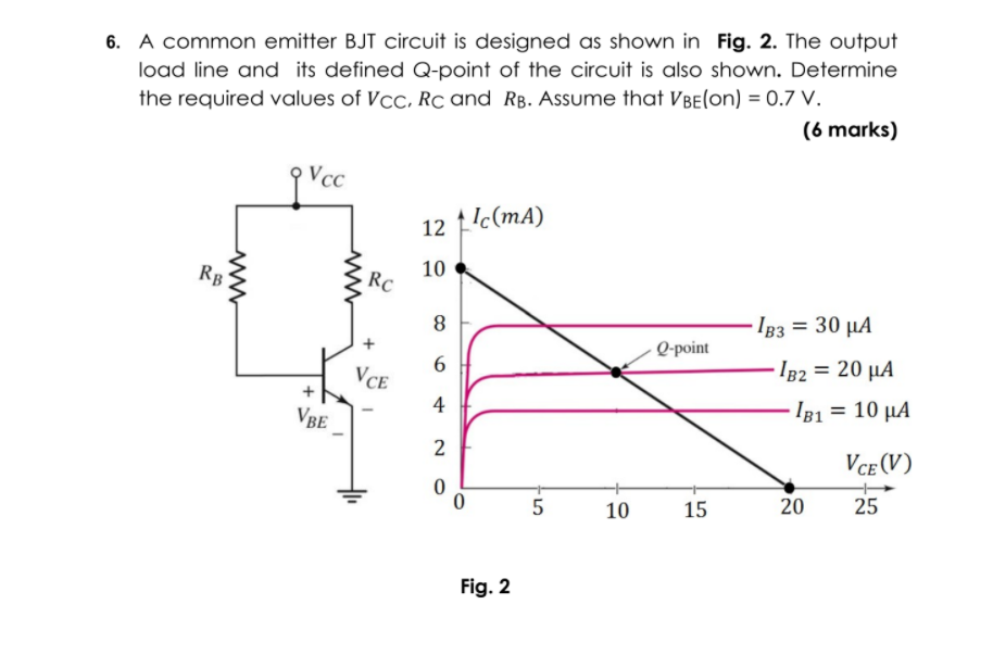Solved 6. A common emitter BJT circuit is designed as shown | Chegg.com