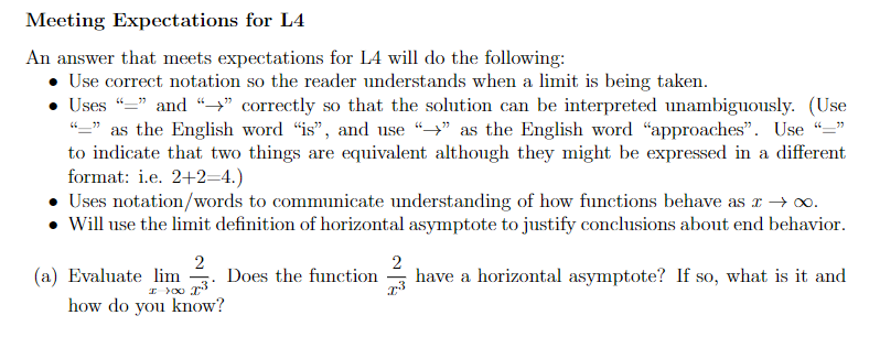Solved Meeting Expectations for L4 An answer that meets | Chegg.com