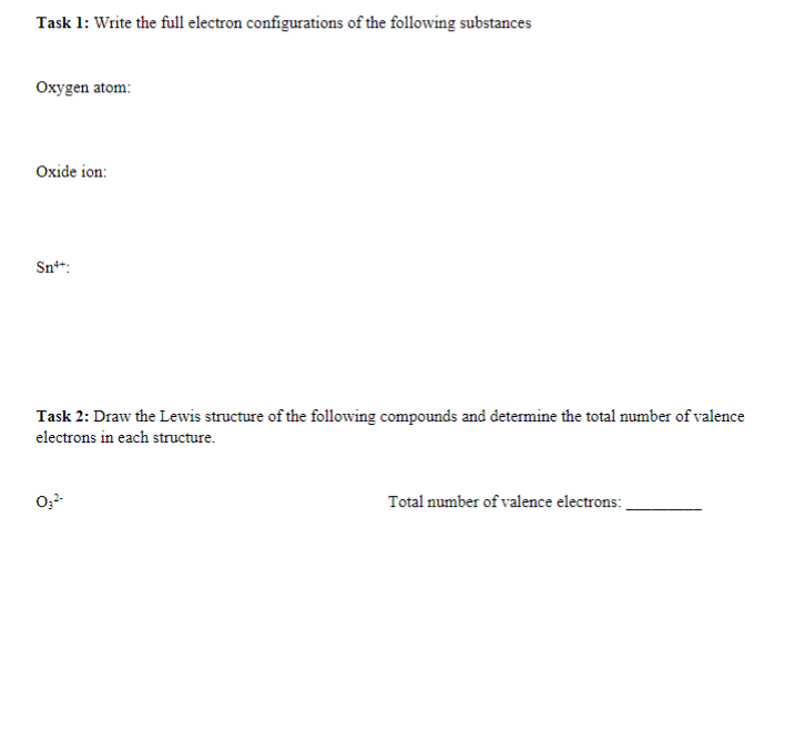Solved Task 1: Write the full electron configurations of the | Chegg.com