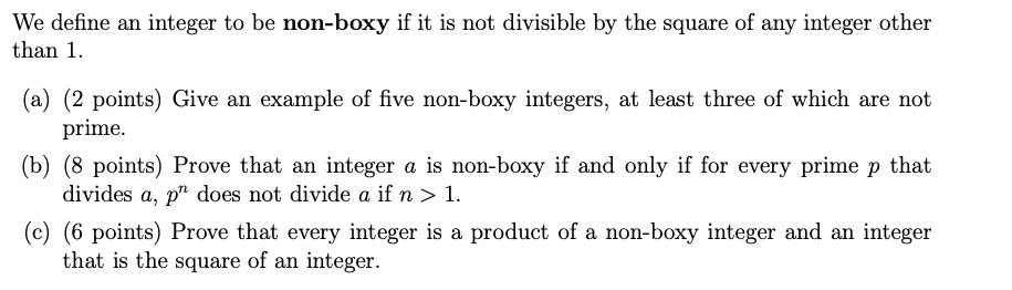 Solved We define an integer to be non-boxy if it is not | Chegg.com