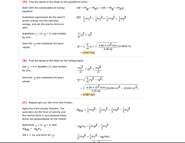 Solved GOAL Use conservation of energy to calculate the | Chegg.com