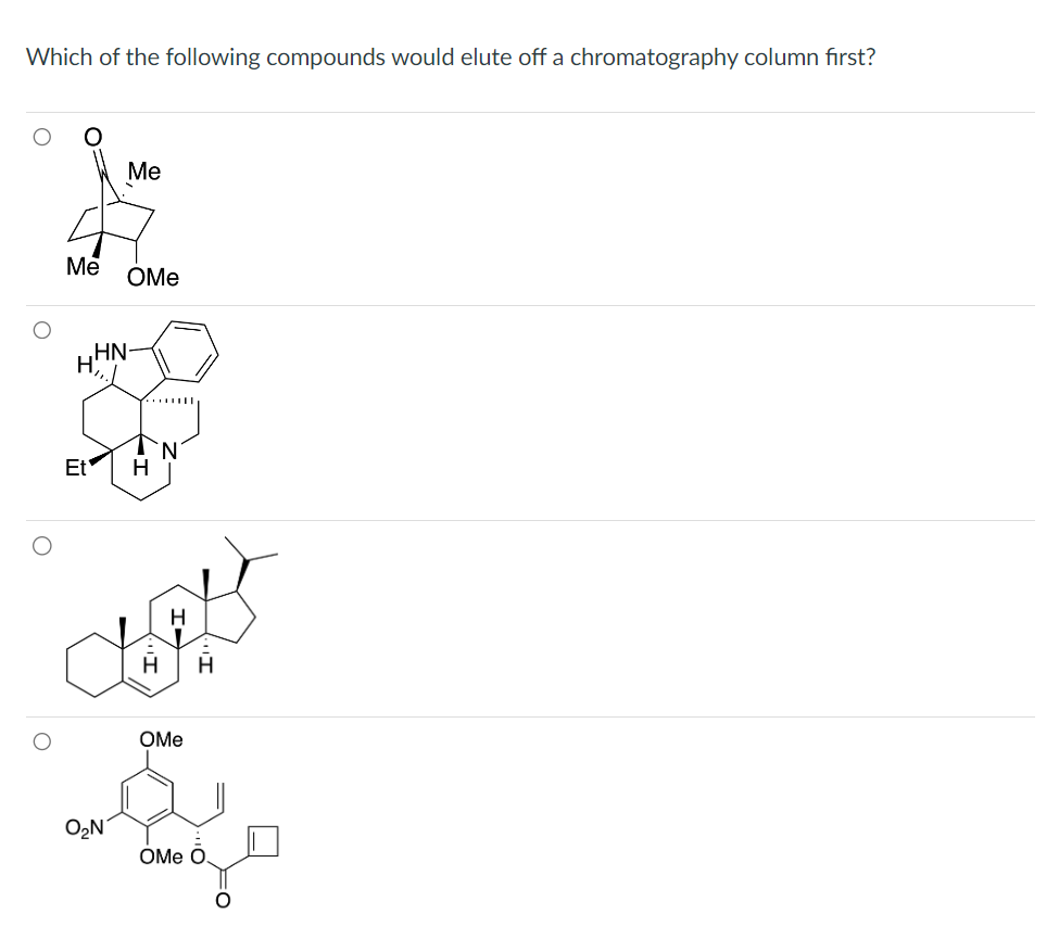 Solved Which of the following compounds would elute off a | Chegg.com