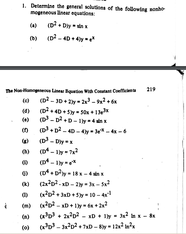 Determine the general solutions of the following | Chegg.com