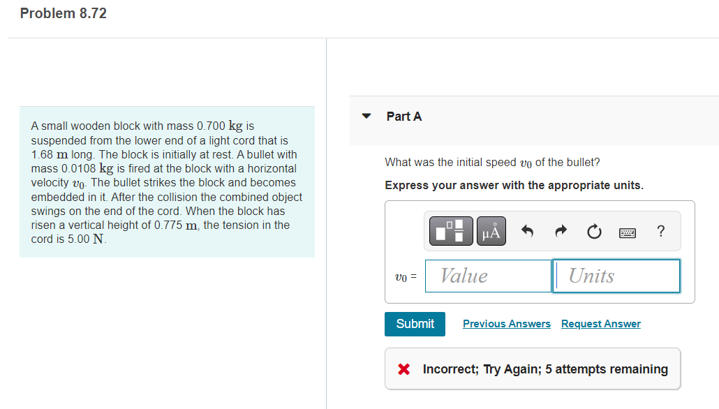 Solved A small wooden block with mass 0.700 kg is Part A | Chegg.com