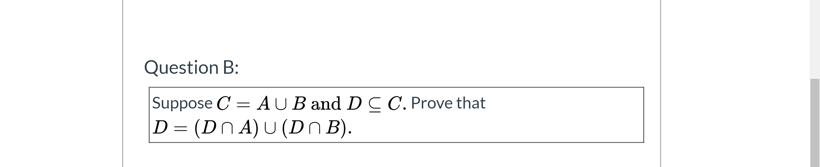 Solved Suppose LaTeX: C=A \cup B \text{ and } D \subseteq | Chegg.com