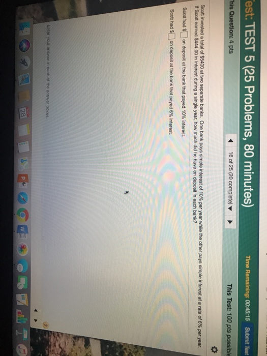 Solved est: TEST 5 (25 Problems, 80 minutes) Time Remaining: | Chegg.com