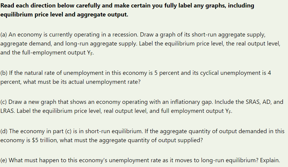 Solved Read each direction below carefully and make certain | Chegg.com