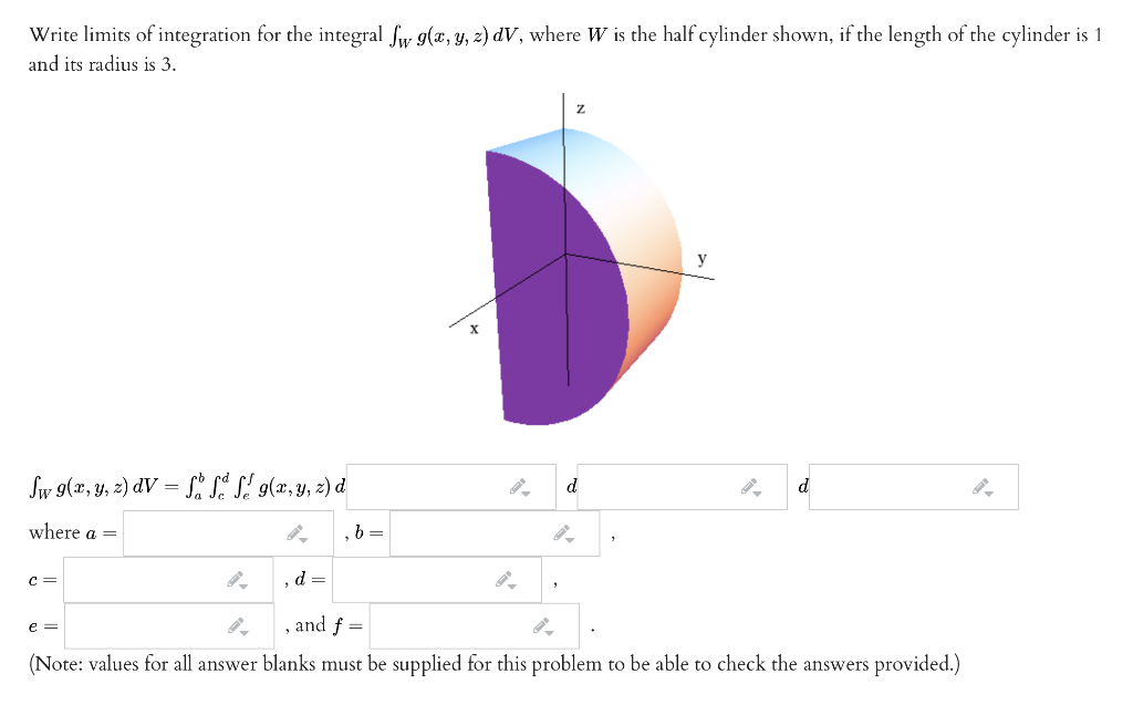 Solved Write limits of integration for the integral Sw g(x, | Chegg.com