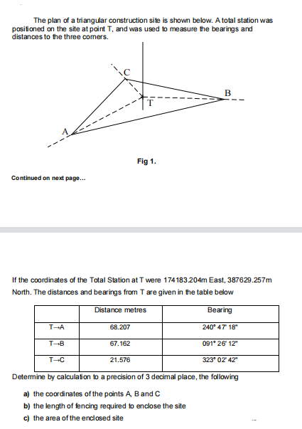 Solved The plan of a triangular construction site is shown | Chegg.com
