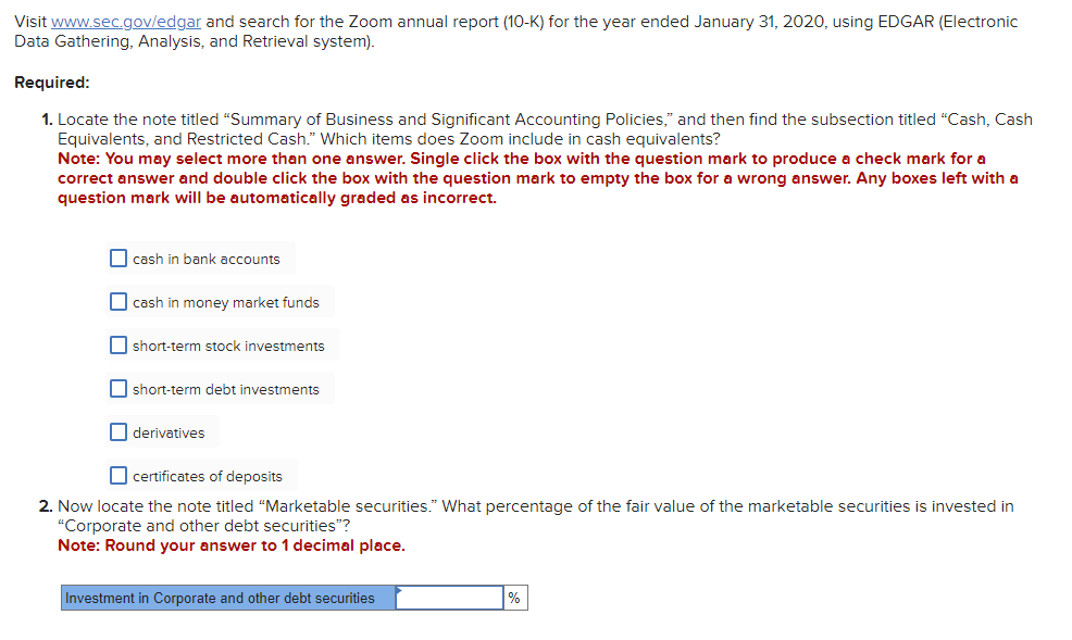 Visit www.sec.gov/edgar and search for the Zoom | Chegg.com