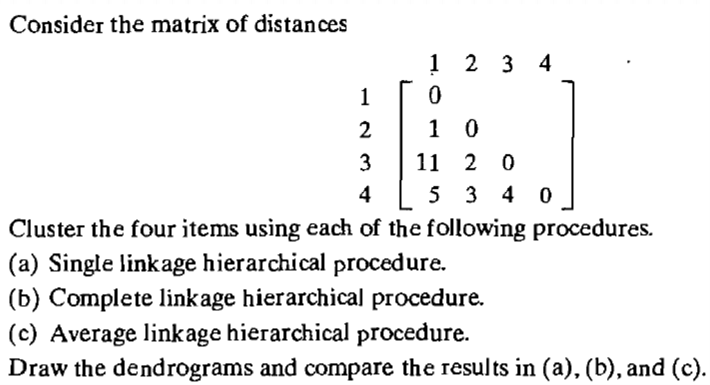 Solved This is Cluster Analysis.Consider the matrix of | Chegg.com