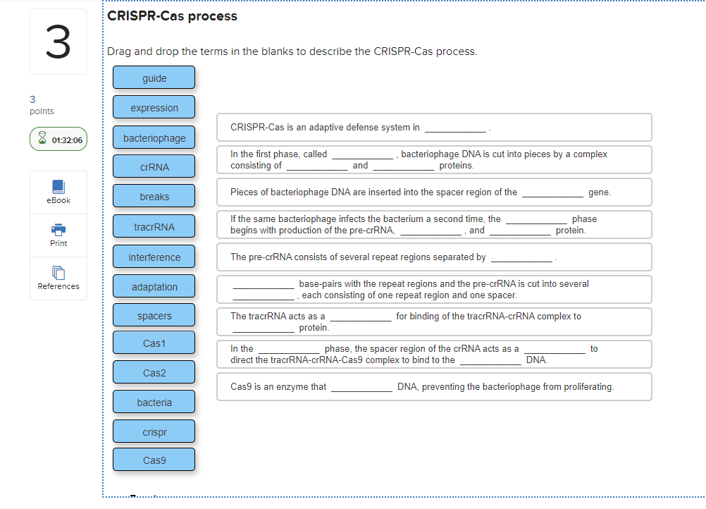 Solved CRISPR-Cas process m. Drag and drop the terms in the | Chegg.com