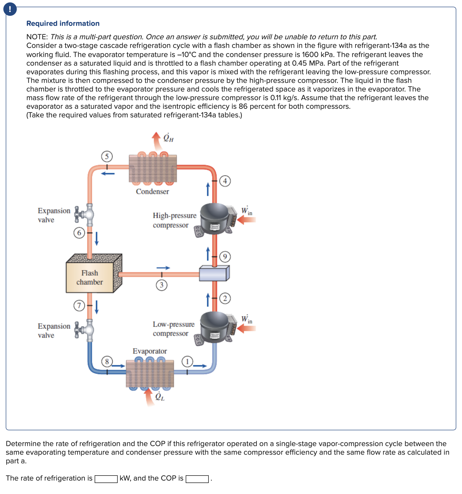Determine the rate of refrigeration and the COP if | Chegg.com