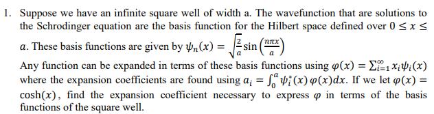 Solved Suppose we have an infinite square well of width a. | Chegg.com