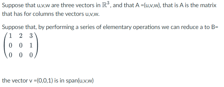 Solved Suppose that u,v,w are three vectors in R3, and that | Chegg.com