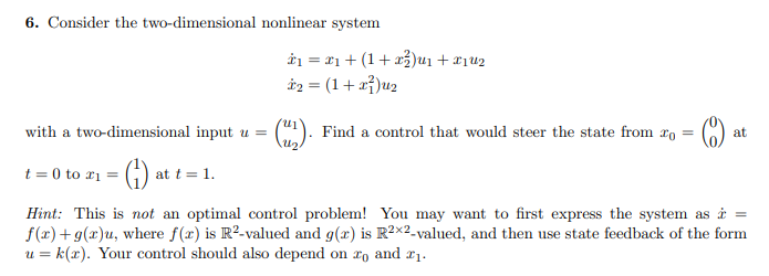 Solved Consider the two-dimensional nonlinear | Chegg.com