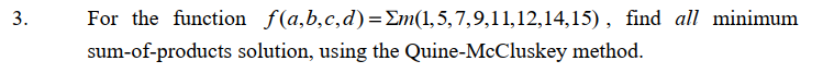 Solved 3. For the function f(a,b,c,d)= | Chegg.com