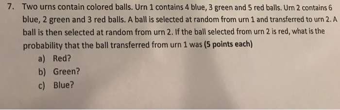 Solved Two urns contain colored balls. Urn 1 contains 4 | Chegg.com