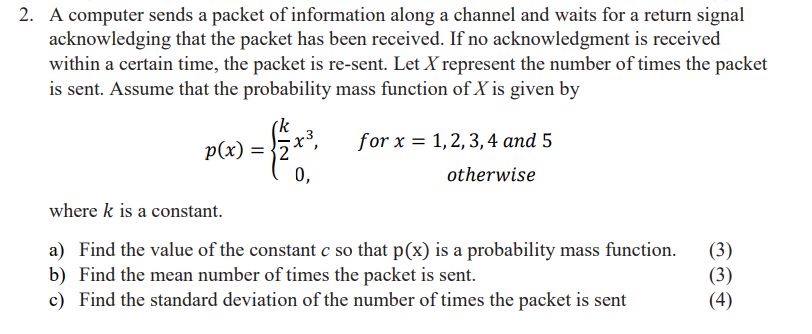 Solved A computer sends a packet of information along a | Chegg.com