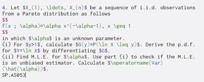 Solved $$ 4. Let $X_{1}, \ldots, X_{n}$ be a sequence of | Chegg.com
