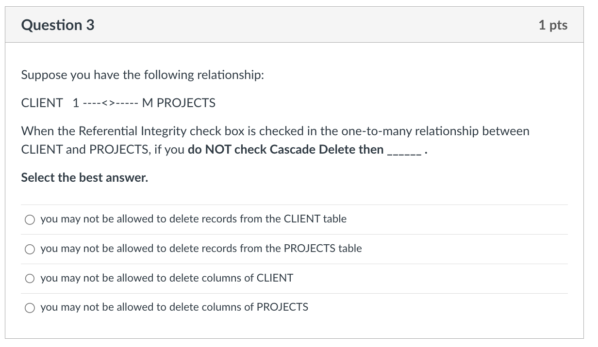 Solved Suppose you have the following relationship: CLIENT | Chegg.com