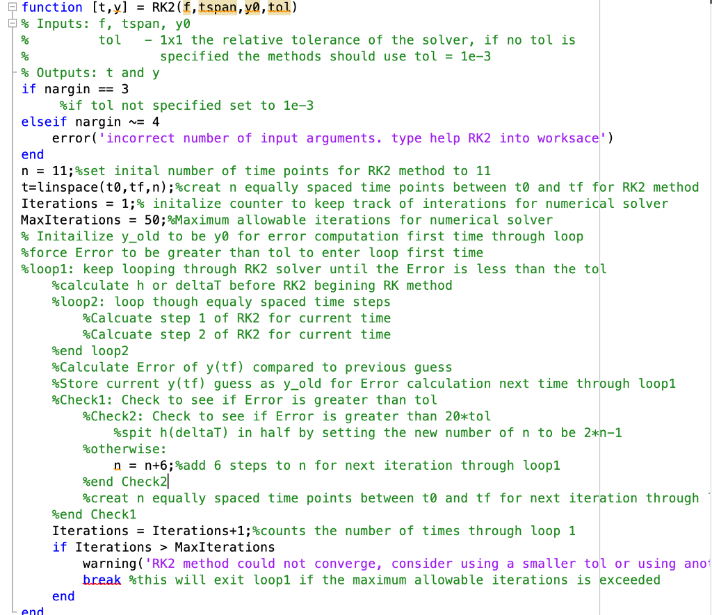 Solved Problem 1: create an Numerical Method RK2 ODE solver | Chegg.com