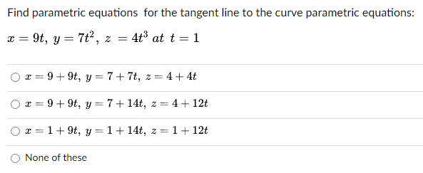 Solved Find parametric equations for the tangent line to the | Chegg.com