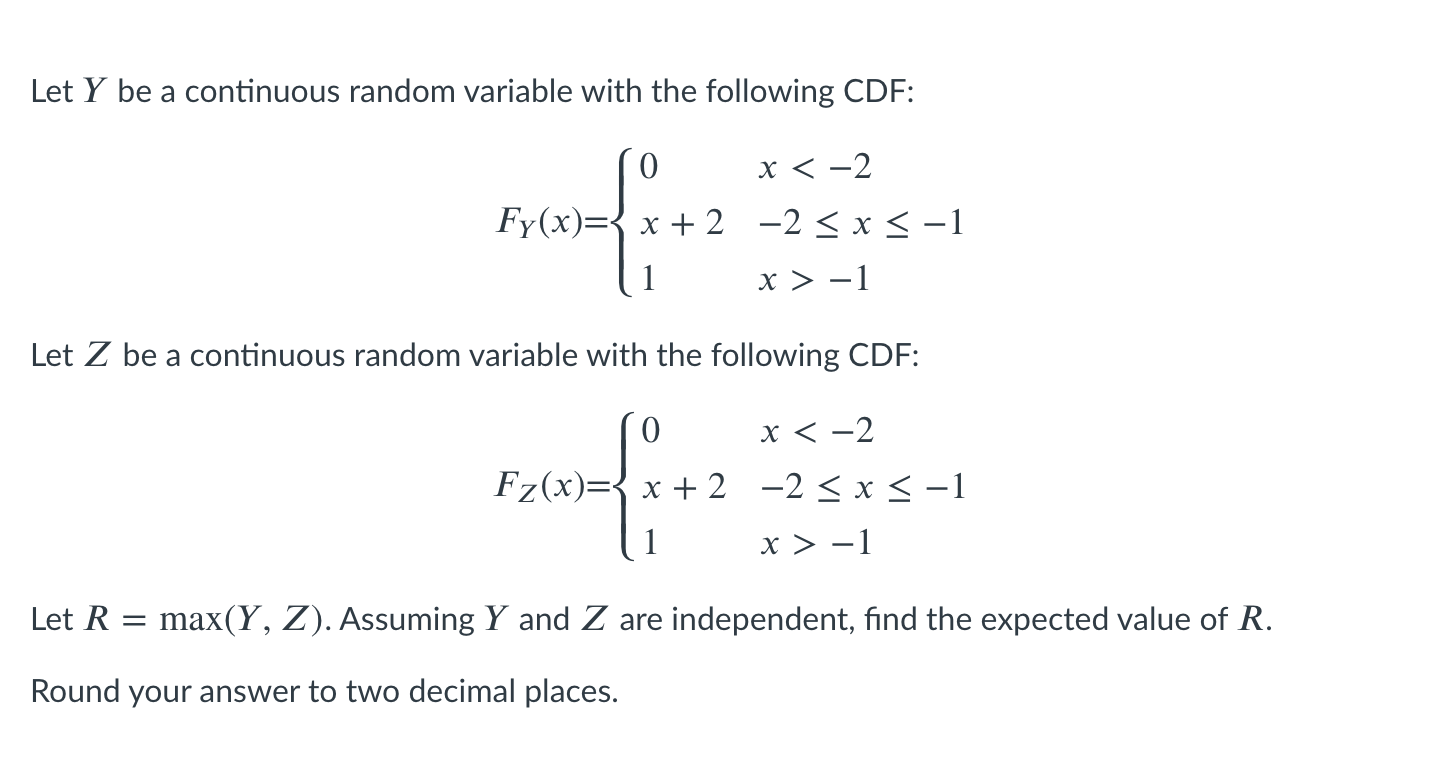 Solved Let Y be a continuous random variable with the | Chegg.com