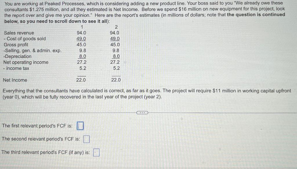 Solved You are working at Peaked Processes, which is | Chegg.com