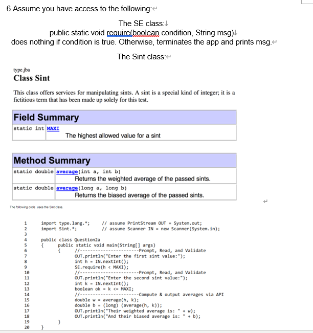 6. Assume you have access to the following: The SE | Chegg.com