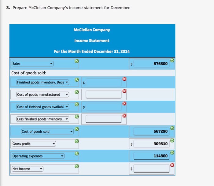 Solved Manufacturing Income Statement, Statement of Cost of | Chegg.com
