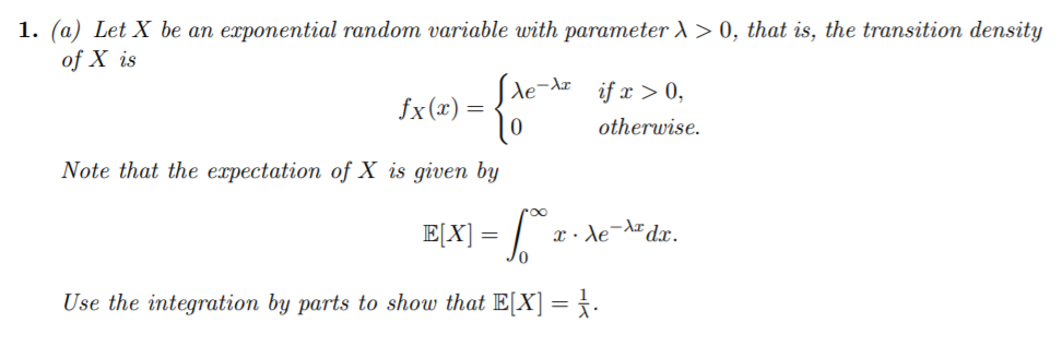 Solved 1. (a) Let X be an exponential random variable with | Chegg.com