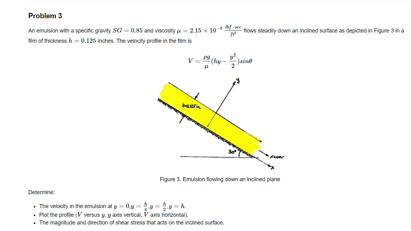 Solved Problem 3 An emulsion with a specific gravity SG = | Chegg.com