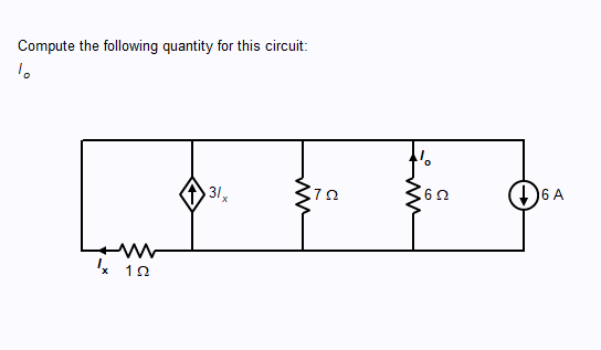 Solved Compute the following quantity for this circuit: I0 | Chegg.com