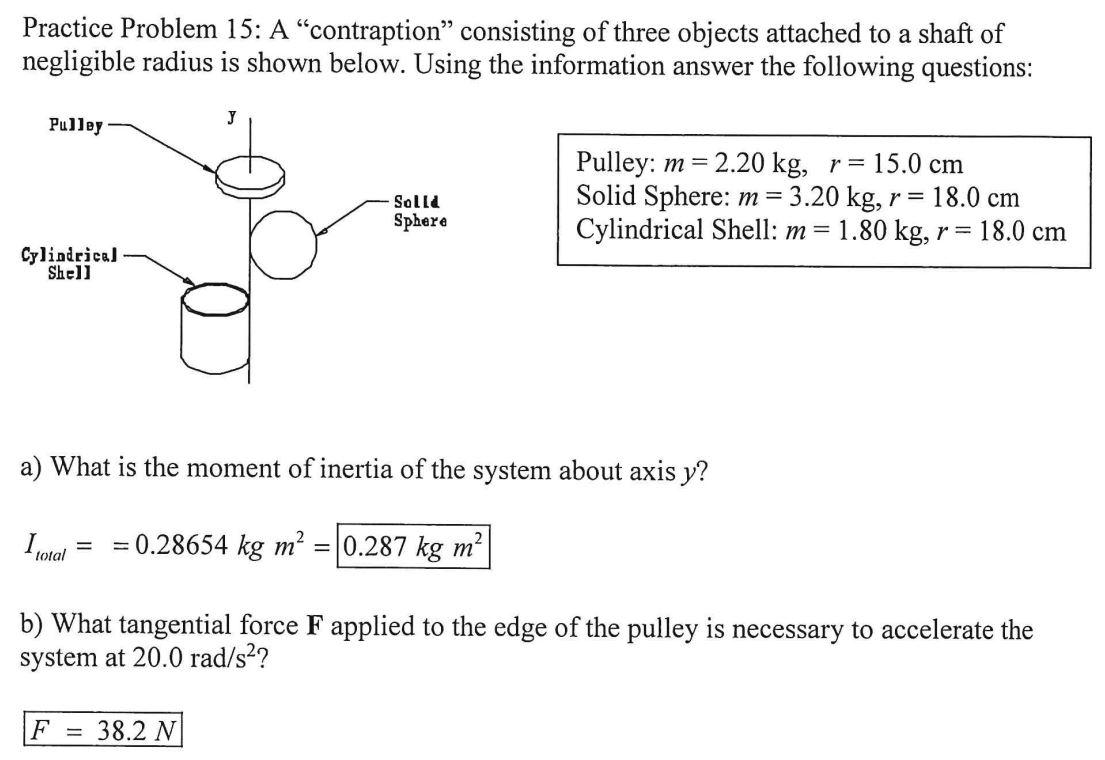 Solved A "contraption" consisting of three objects attached | Chegg.com