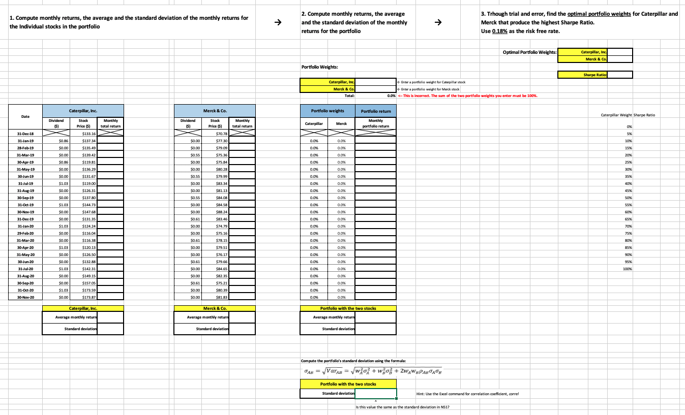1. Compute monthly returns, the average and the | Chegg.com 1. Compute monthly returns, the average and the | Chegg.com