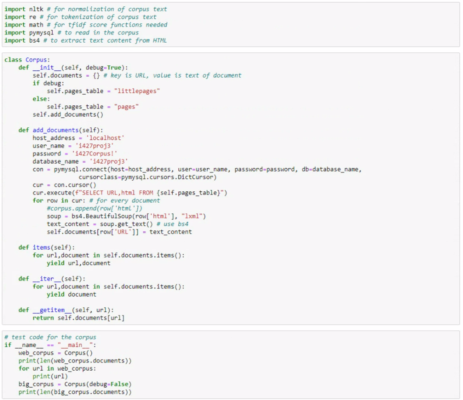 \# test code for the corpus web_corpus = Corpus() | Chegg.com